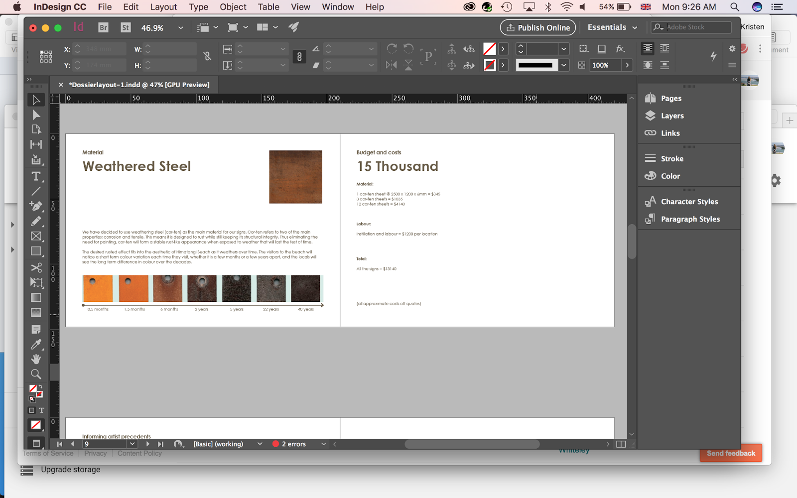 Creative Enterprises : Final Dossier, design and text
