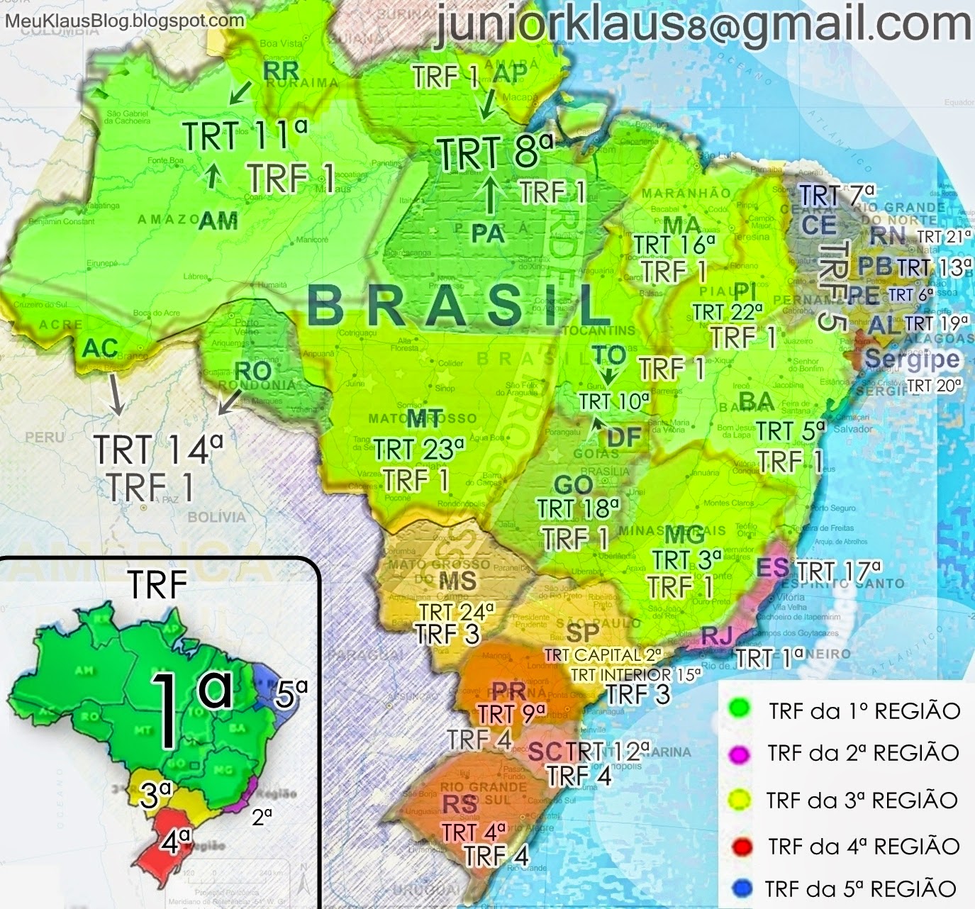 MeuKlausBlog: MAPA TRT TRF BRASIL [ ATUALIZADO 23/04/2014 ]