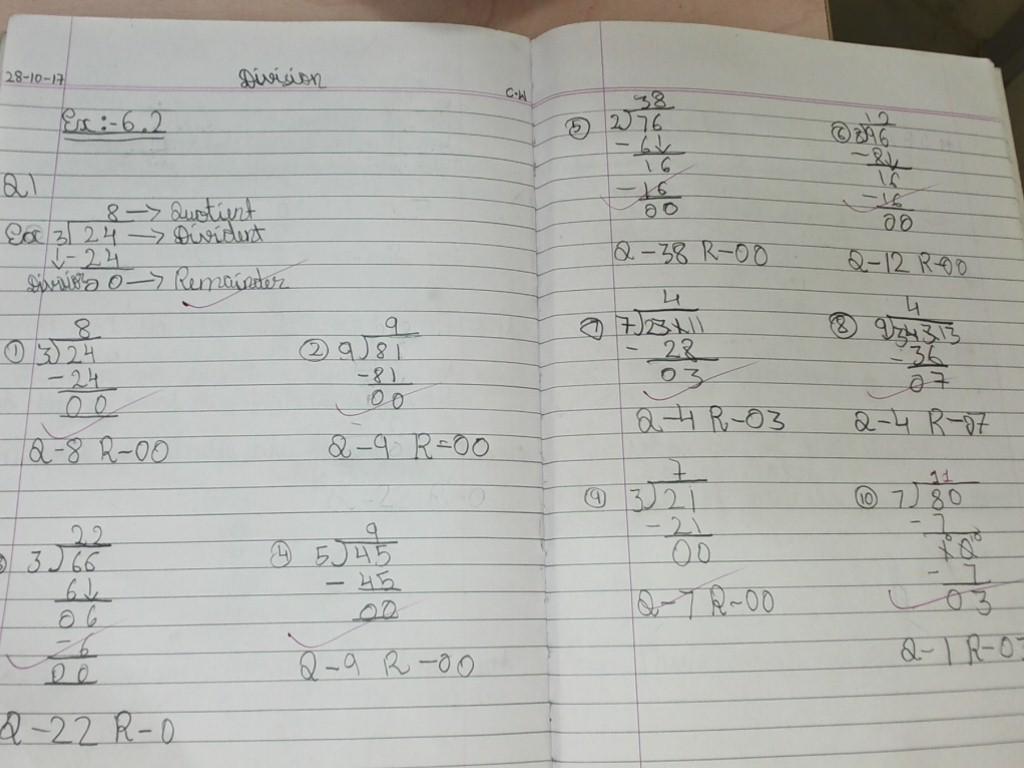 Maths Notebook Work