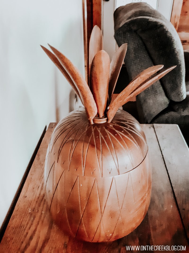 Thrifting Finds | Wood Pineapple