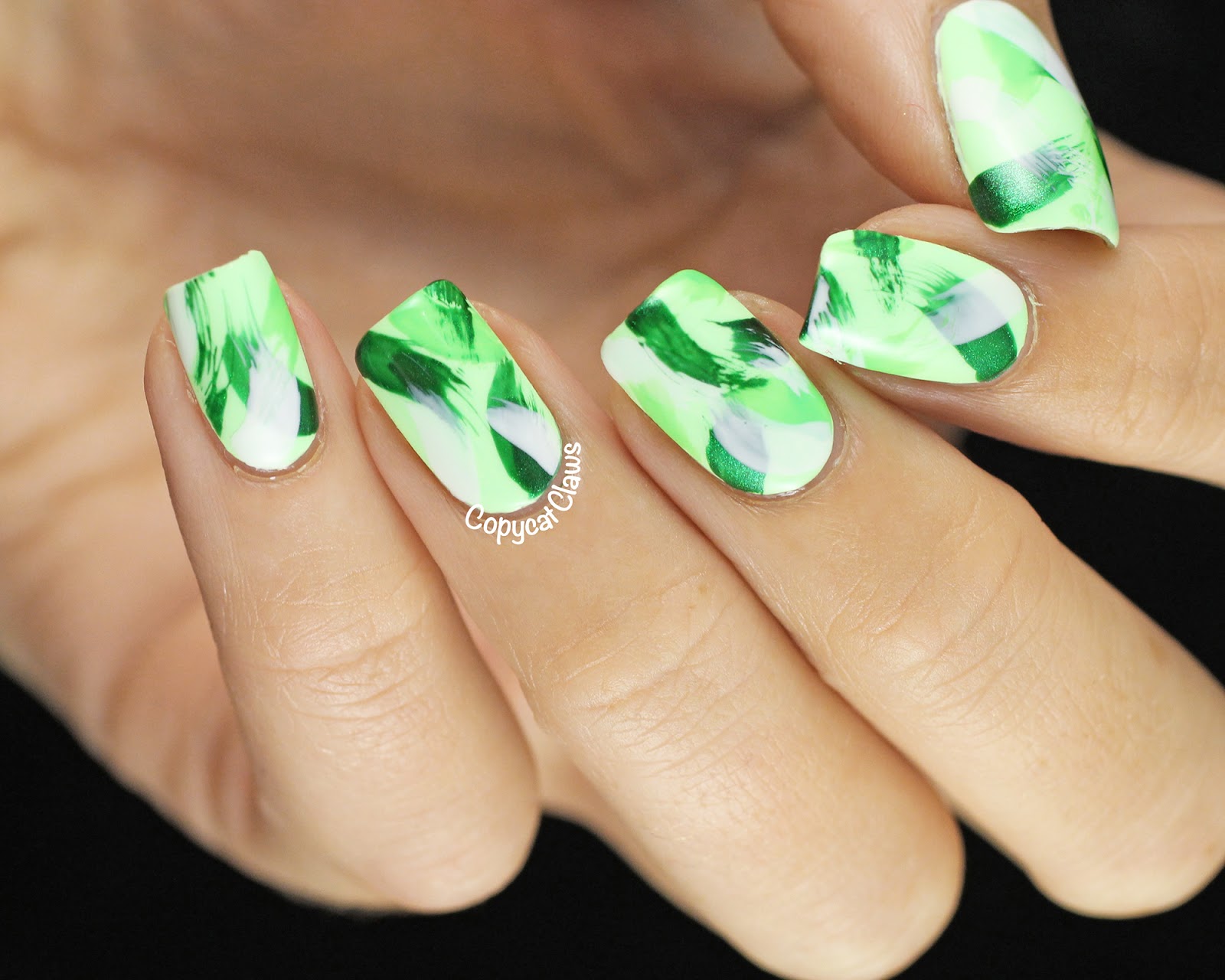 Copycat Claws: 31DC2014 Day 4 - Green Brushstroke Nail Art