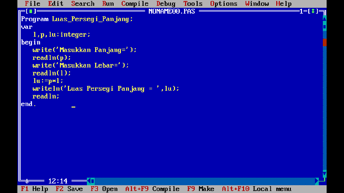 Program Luas Persegi Panjang menggunakan Pascal - MZCreative