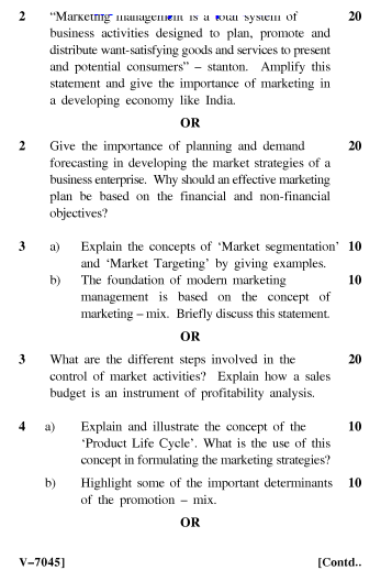 UPTU Marketing Management MBA 2006-07 Question Paper - University ...