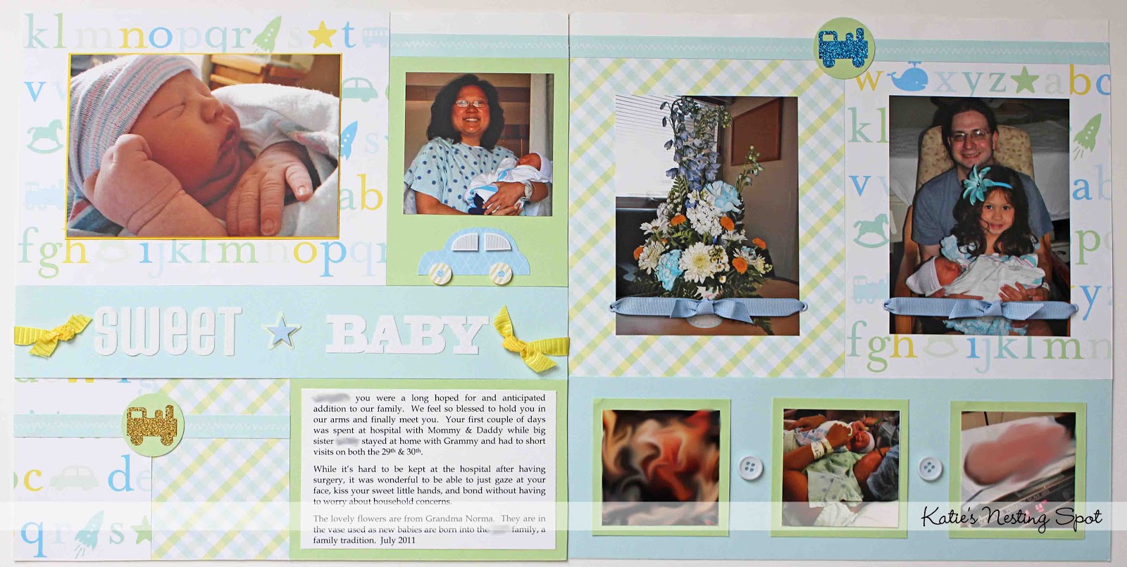 Katie's Nesting Spot: Newborn Scrapbook Pages: At the Hospital