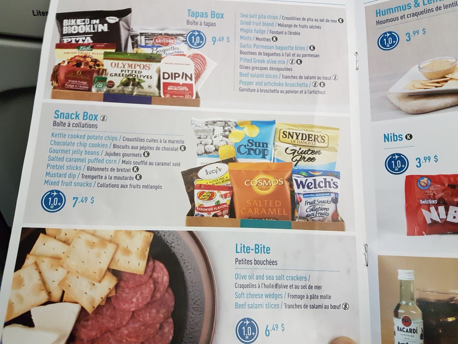 Eating gluten free on WestJet flights