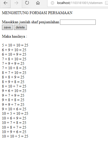 JOGIL CODE DEV-FHM: Statement FOR dalam php