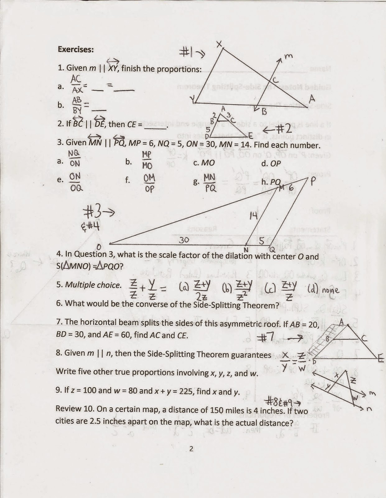 Geometry, Common Core Style: Lesson 12-10: The Side-Splitting Theorem ...