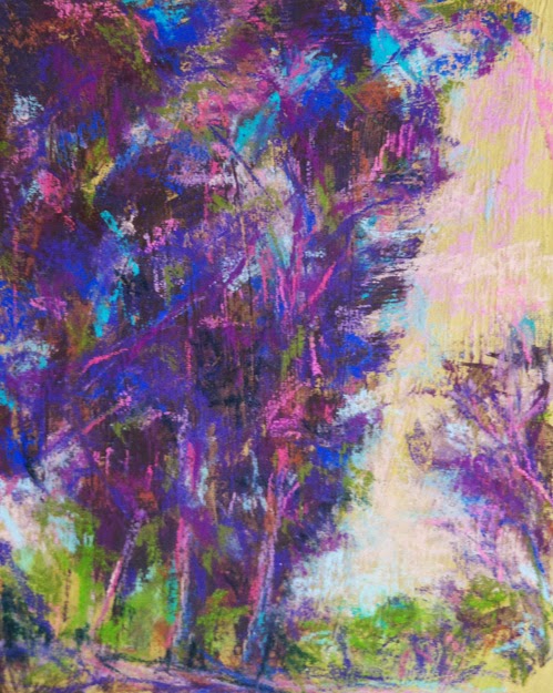 PURPLE + GREEN- 10" x 8" landscape pastel by Susan Roden