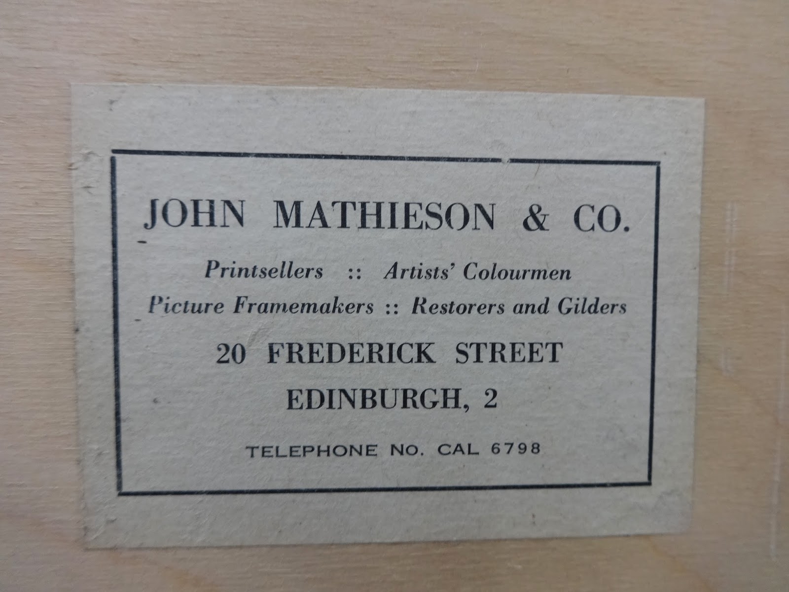 Picture Frame Labels: John Mathieson & Co.