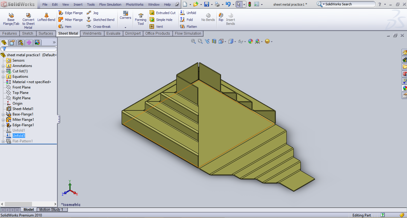 solidworks sheet metal tutorials | Miter Flange - CAD DESIGNS