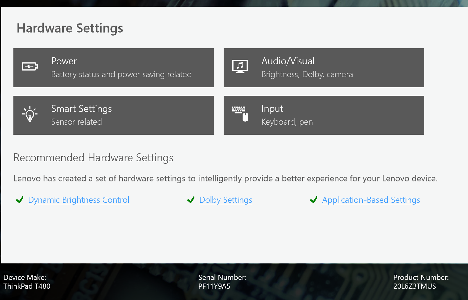 Lenovo Settings