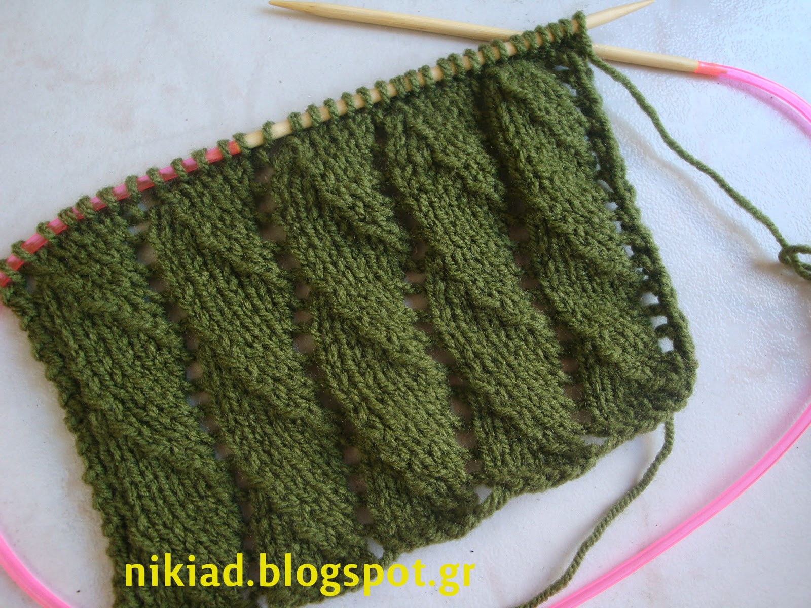 Χειροτεχνήματα: δαντέλα με βελόνες- κυματιστή πλέξη / overlapping waves ...