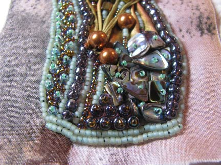 Shibori ribbon bead embroidered bracelet - part two