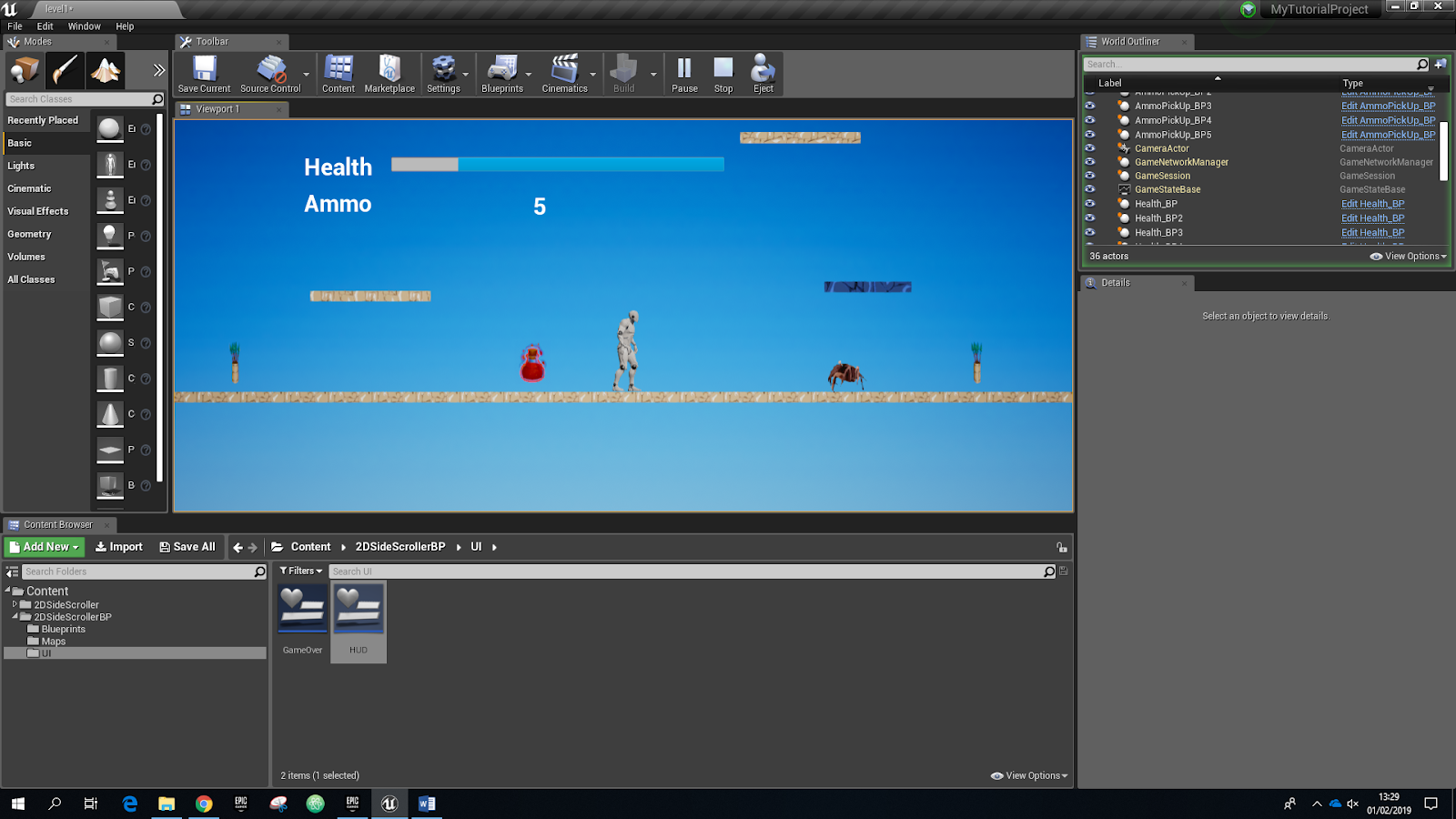 My First 2D Game in UE4: Health Recovery and Ammo | OnlineDesignTeacher