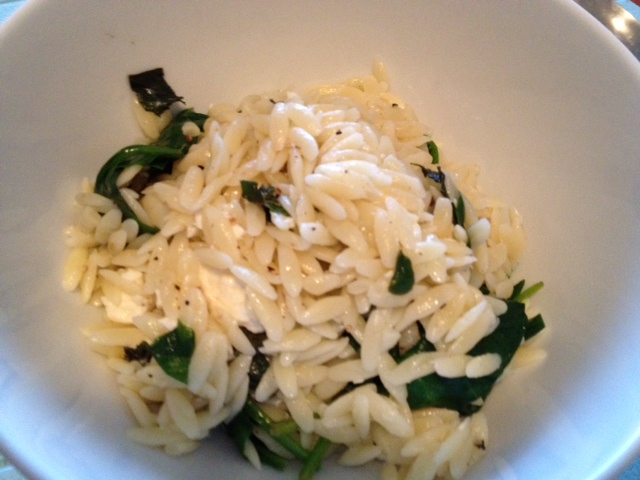 Double Trouble Kitchen Edition: Orzo with Spinach and Feta