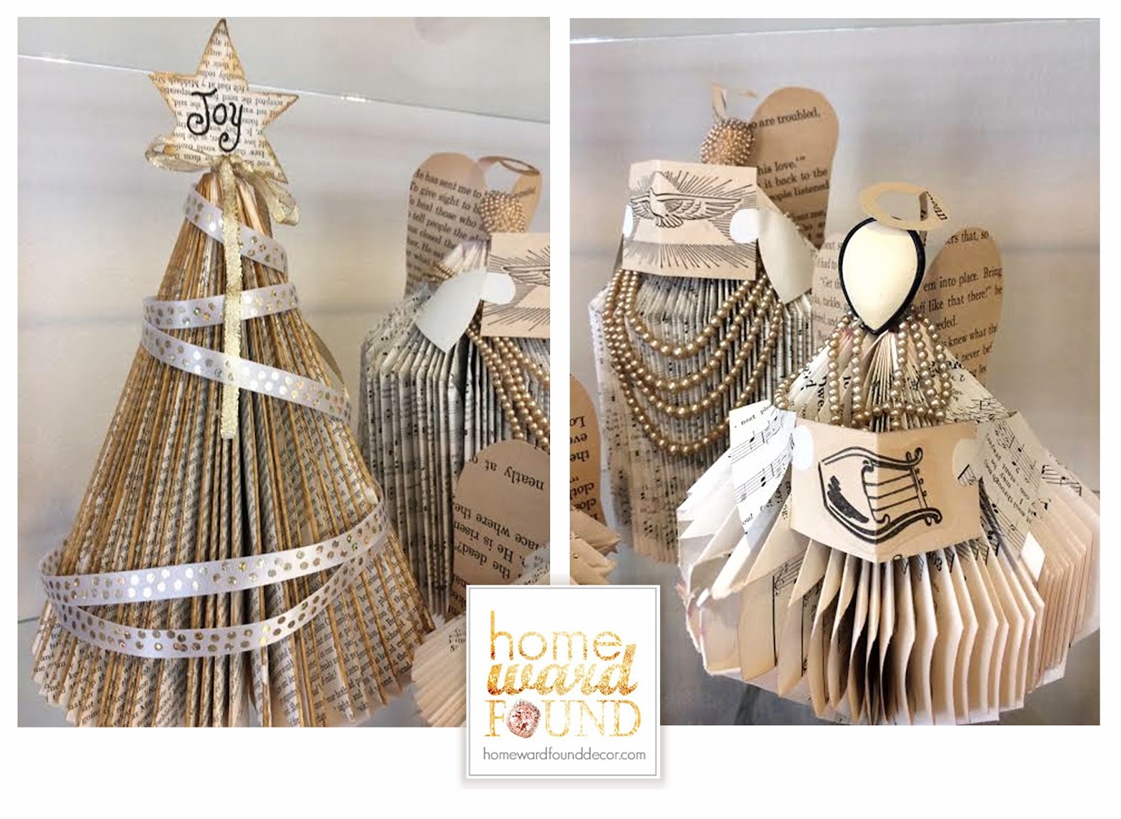 Folded Book Christmas Angels & Trees homeward found decor