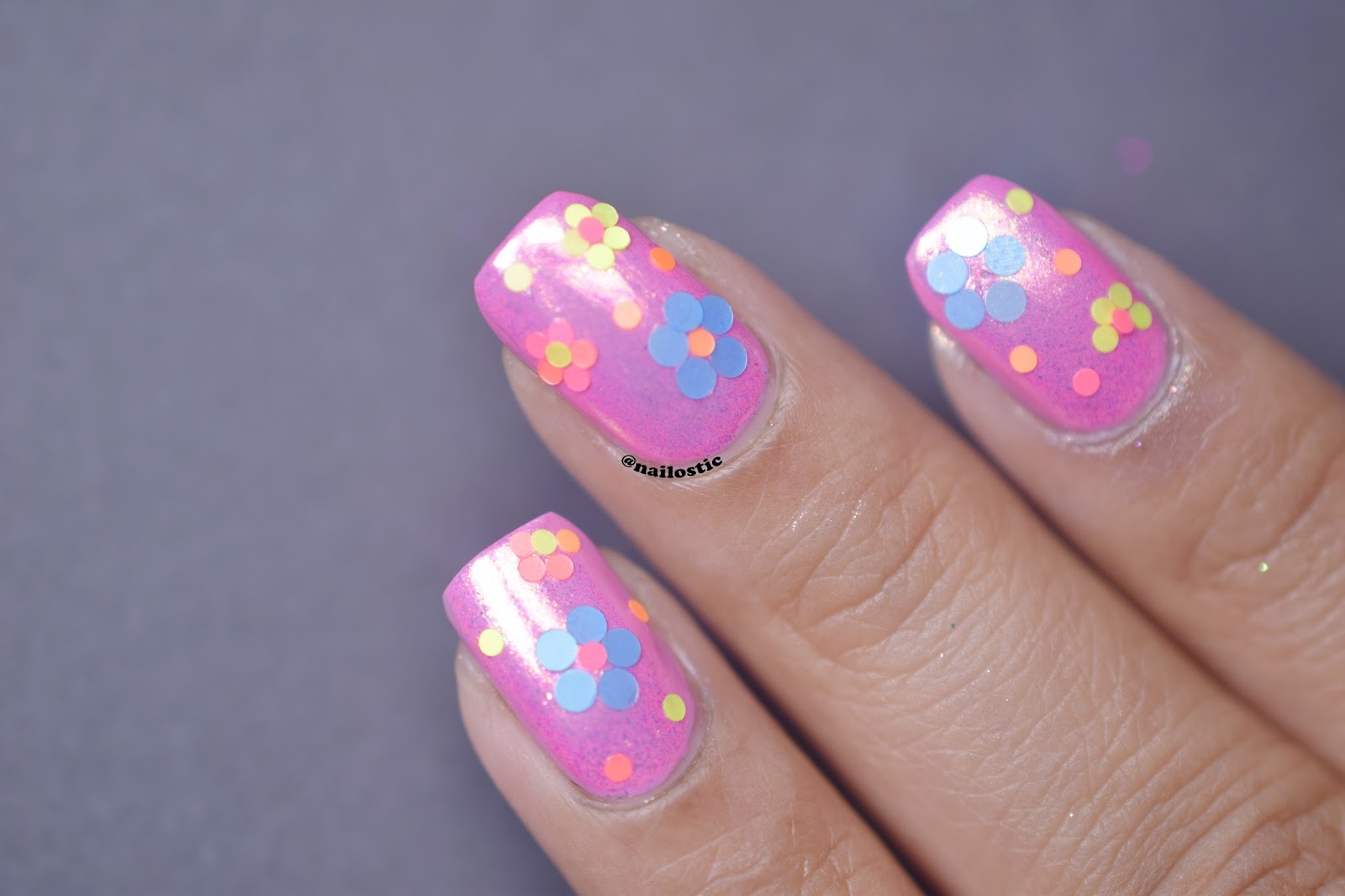 Floral Confetti Nail Art Design - Nailostic