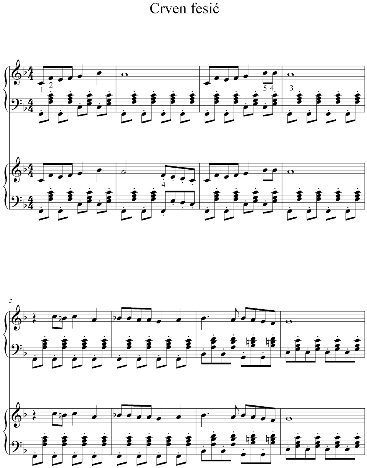 Ulicamamo: Crven fesić - notni zapis