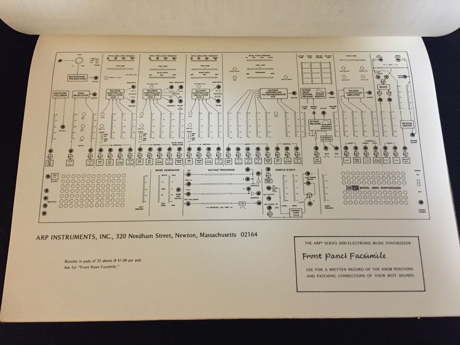 MATRIXSYNTH: Original ARP 2600 Analog Synthesizer Patch Book