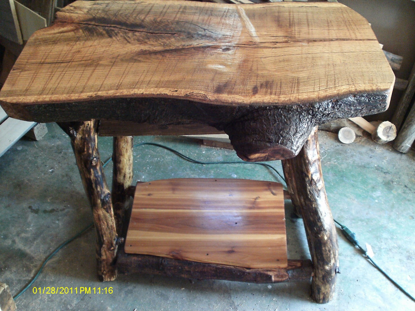 Handmade Rustic & Log Furniture: Oak Log Kitchen Island