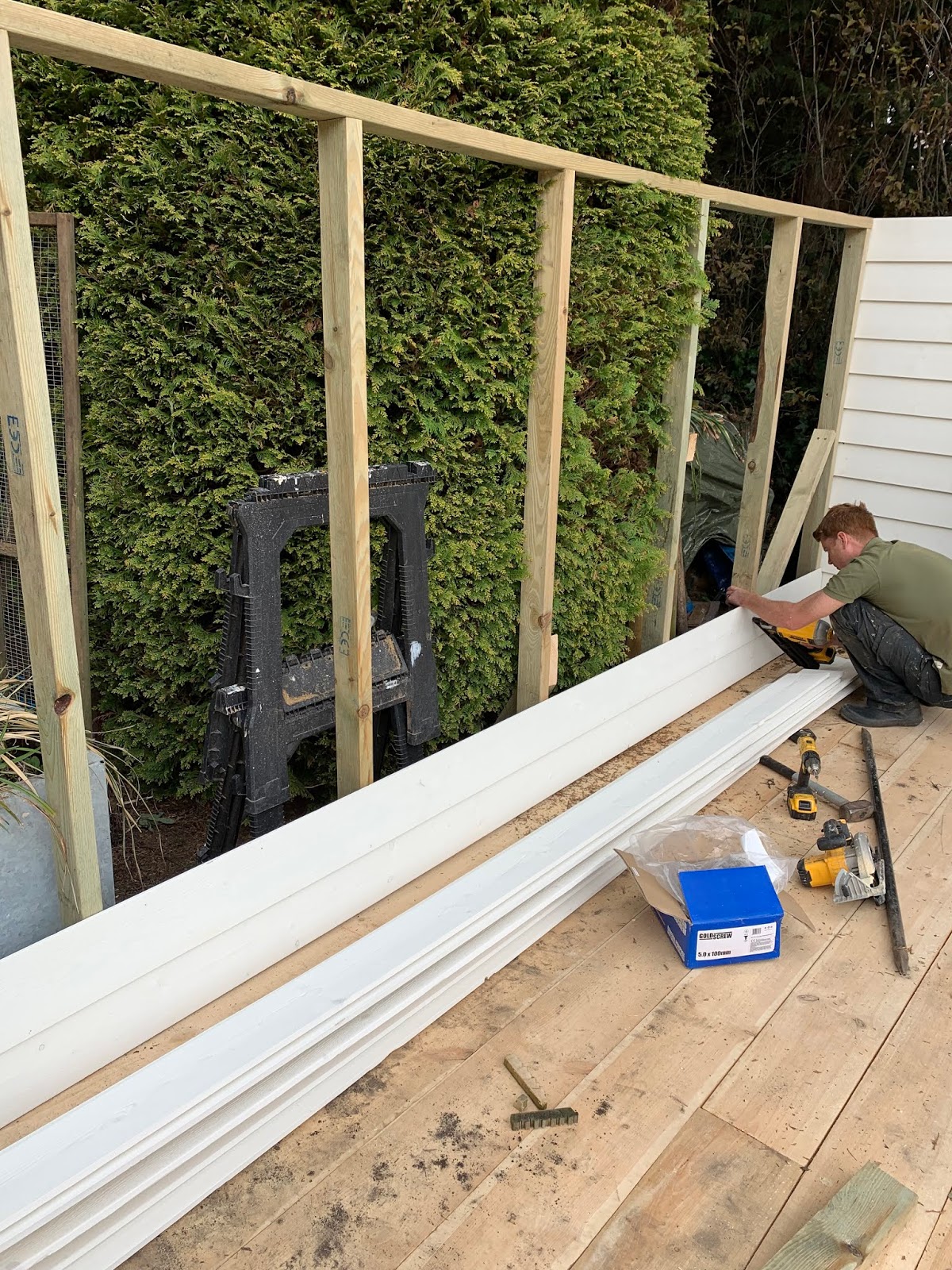 Garden // Building a Scaffold Board Deck & Clad Fence - Roses and Rolltops