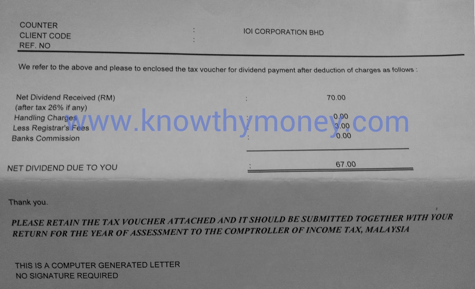 Dividend Statement For Tax Return | KnowThyMoney