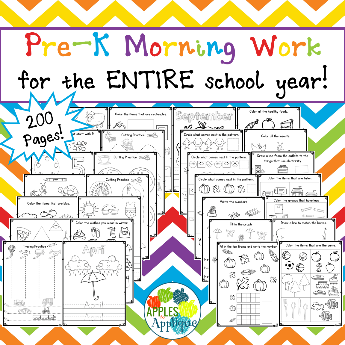 Apples to Applique: Pre-K Morning Work for the ENTIRE School Year