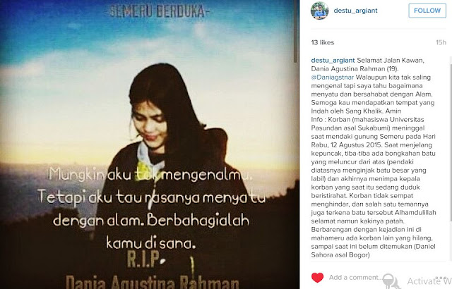 Kronologi Kematian Dania Agustina Rahma Pendaki Gunung Semeru - Lokkoledo