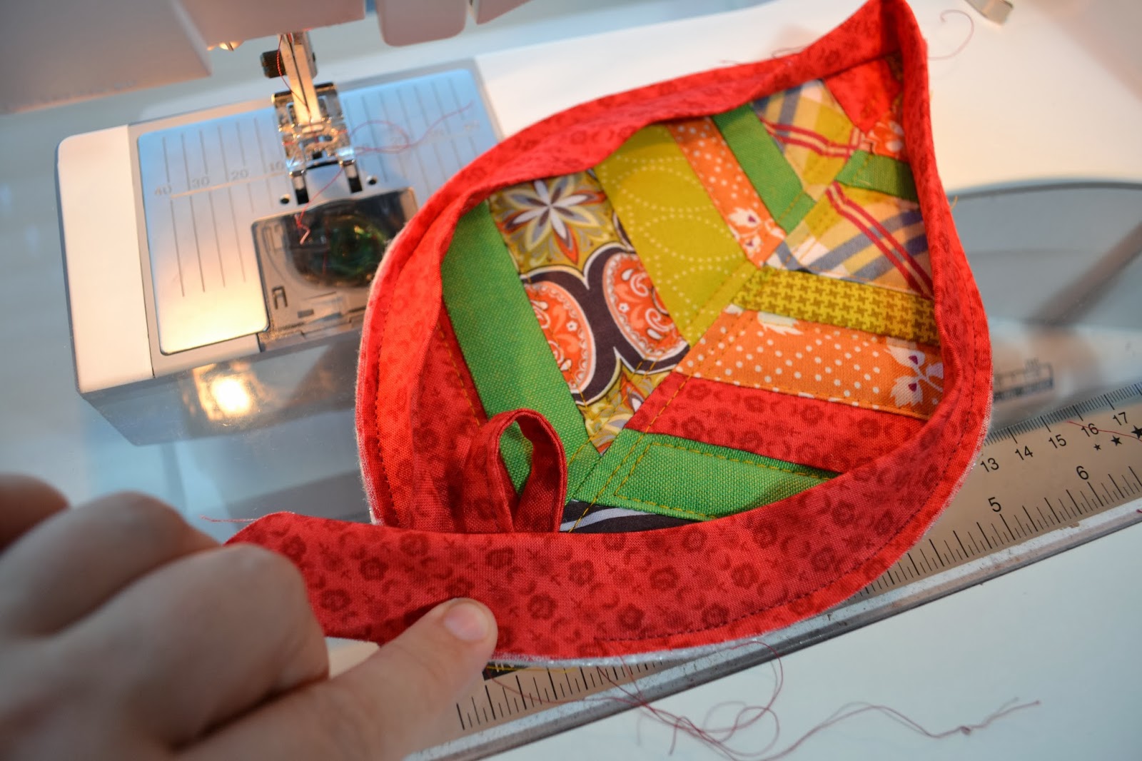 Half Stitched: Quilted Leaf Potholder ~ A Tutorial