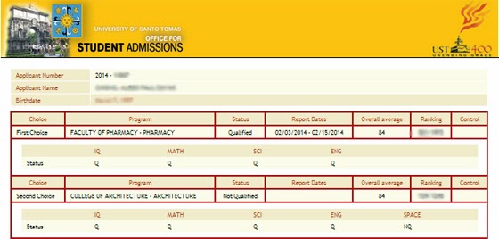 University of Santo Tomas releases USTET Results AY 2014-2015 - Balita ...