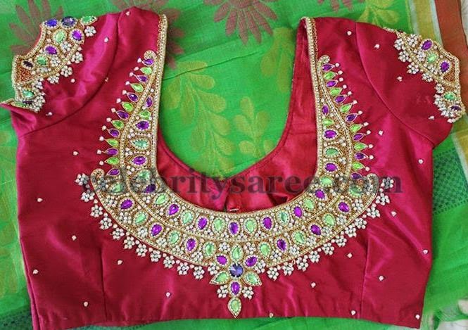 Purple Stone Work Chic Blouses - Saree Blouse Patterns
