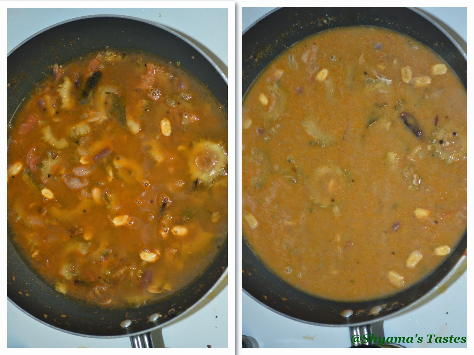 Shyama's Tastes: Pavakkai Puli Kulambu/Bitter Gourd Tamarind Curry