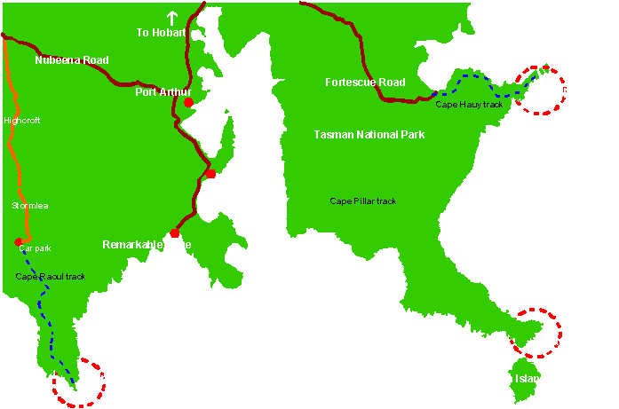 Walking the Tasman Peninsula 2011: Walk 11.....Cape Raoul 20/5/2011