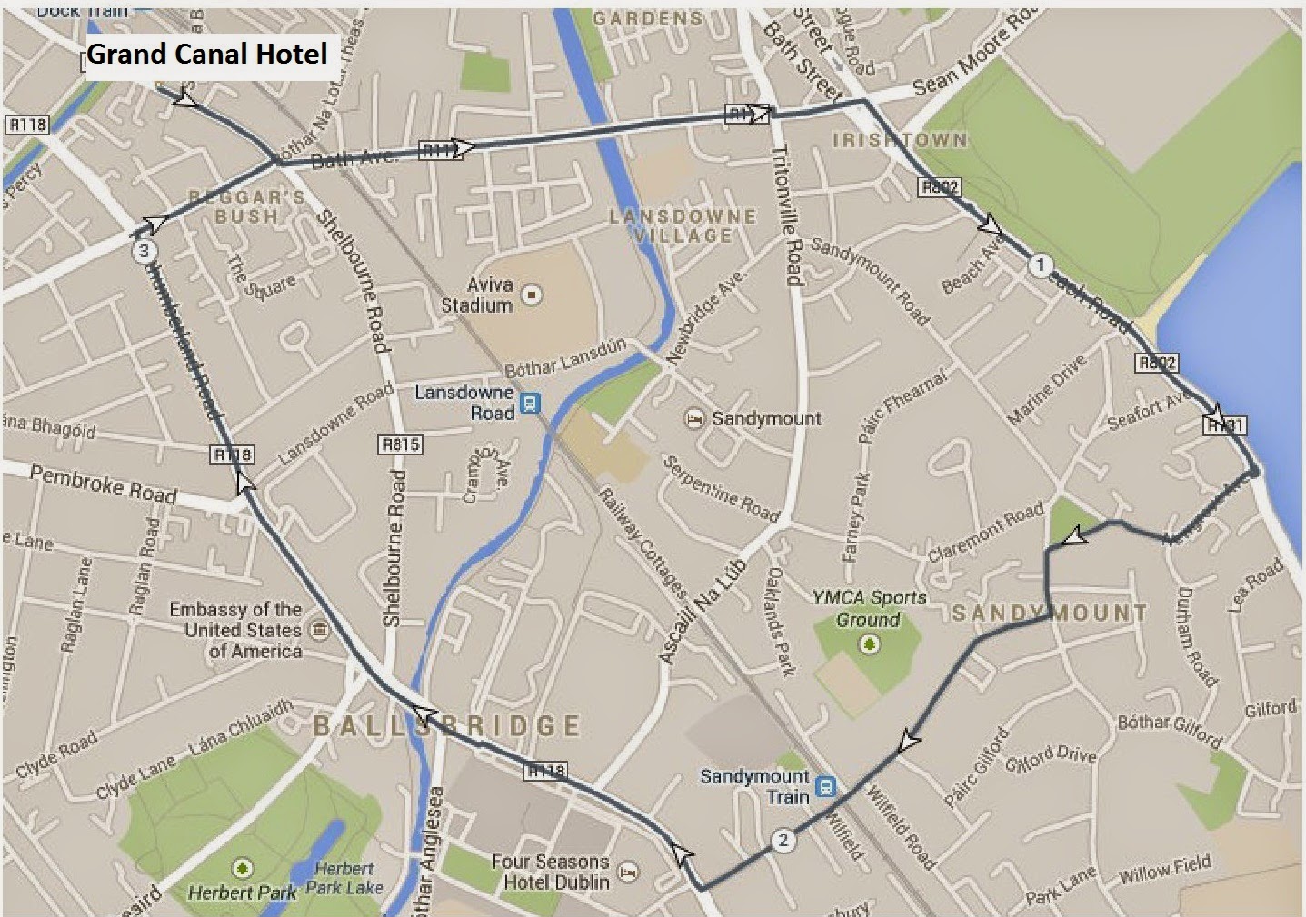 Grand Canal Hotel: Jogging Routes in Dublin 4