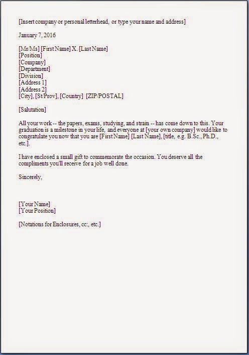 Graduation Congratulations Letter Template