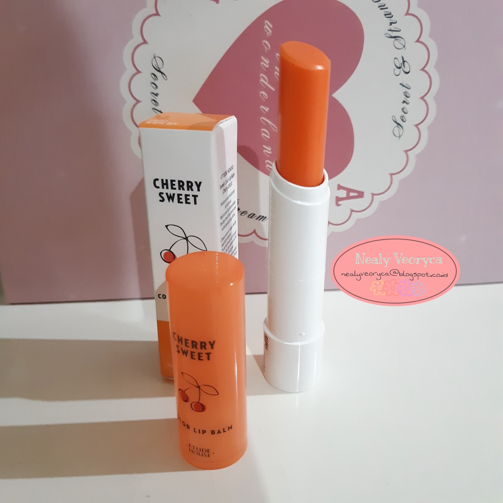 [REVIEW] Etude House - Cherry Sweet Color Lip Balm #OR201 ~ Nealy Veoryca