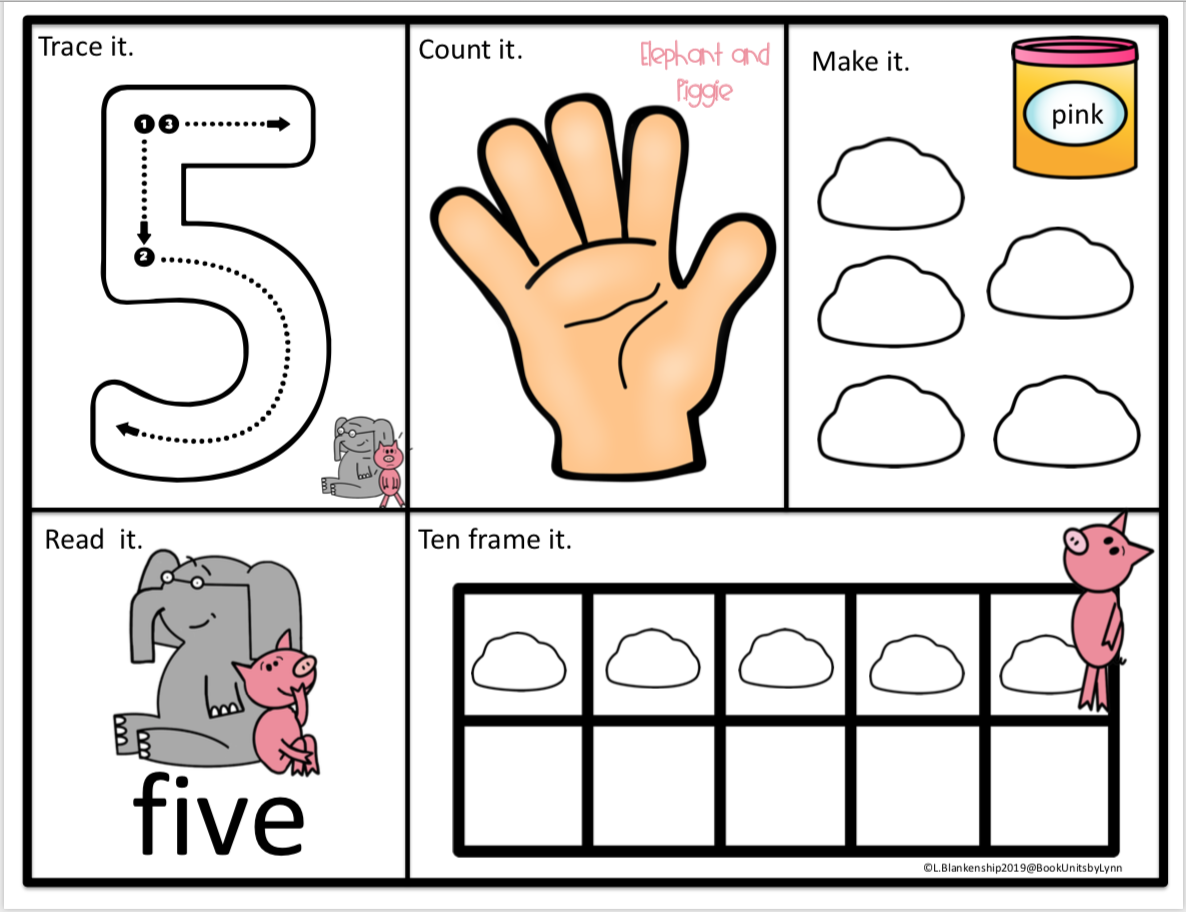 ELEPHANT AND PIGGIE PLAY DOUGH MATS 1-10 ~ Book Units by Lynn