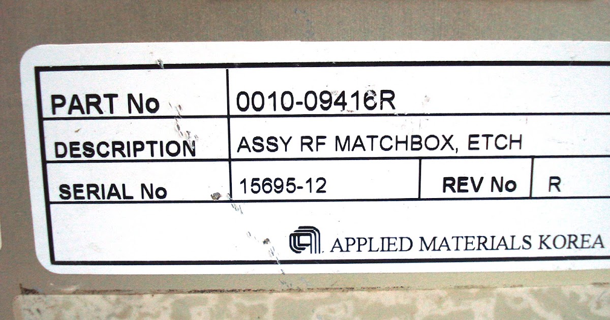 semione: No.75 / 0010-09416R ETCH RF MATCH