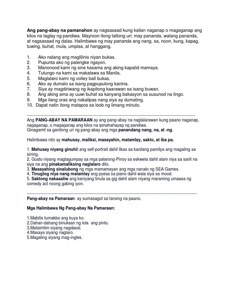 pang abay na pamanahon - philippin news collections