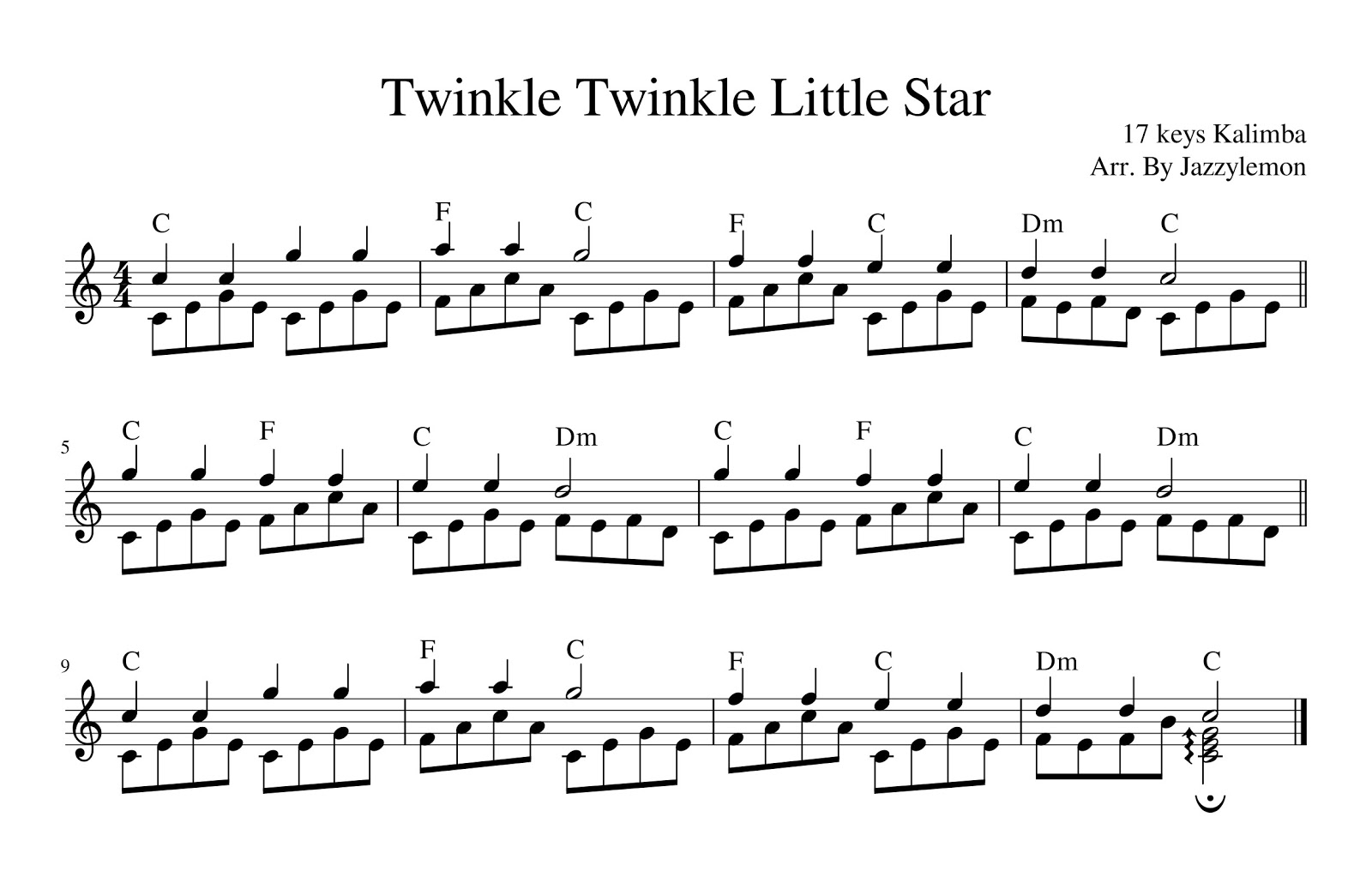 Jazzylj: Music Basic for Kalimba - โน้ตเพลงเบื้องต้นสำหรับคาลิมบา