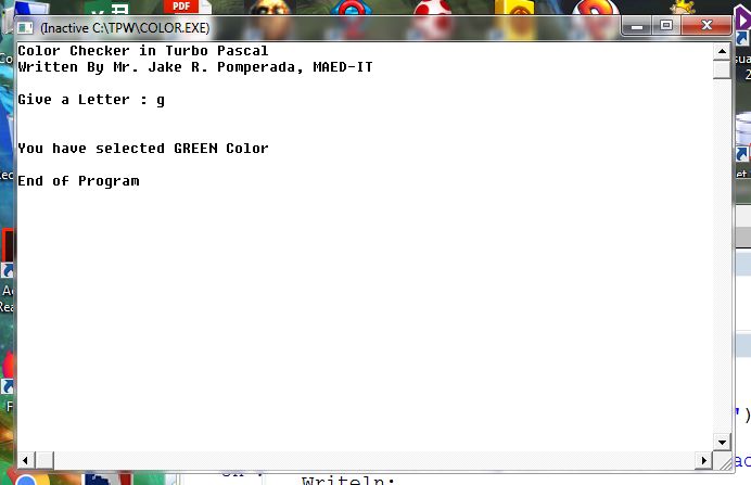Free Programming Source Codes and Computer Programming Tutorials: Color Checker in Turbo Pascal