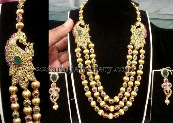 3 Layer Gold Balls Long Chain - Jewellery Designs