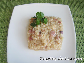 Risotto con bacon y queso curado manchego