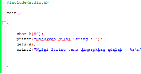 Memasukkan Nilai String Pada Bahasa Pemrograman C