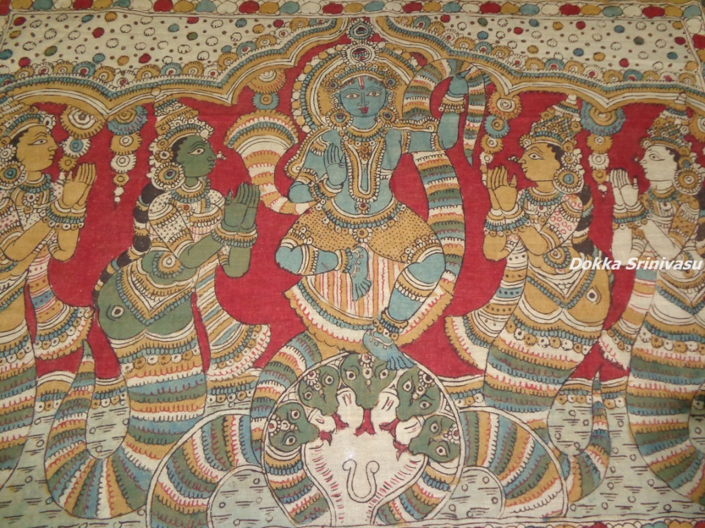 Heritage of India: Lord Sri Krishna Kaliyamardhanam kalamkari paintings