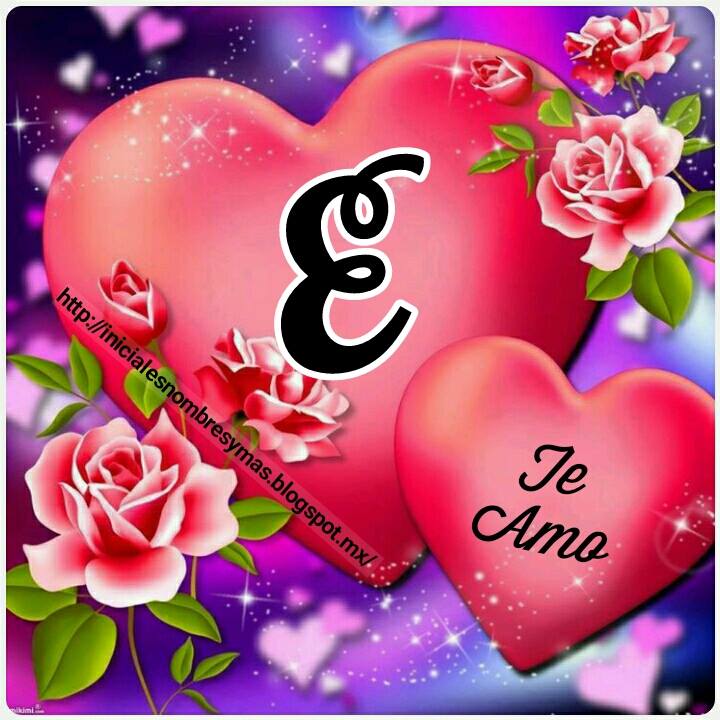 Iniciales Nombres y Más: Corazón con rosas e iniciales de la A a la I