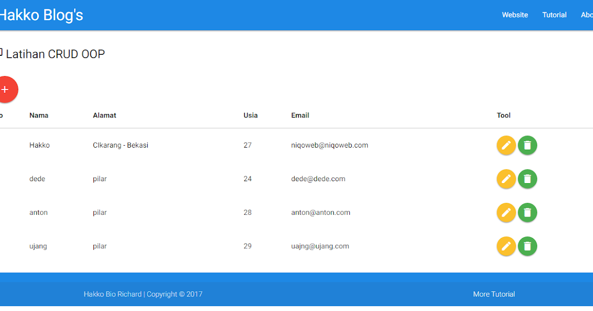 Membuat CRUD Dengan OOP PHP, MySQL dan Materialize CSS - Hakko Blog's