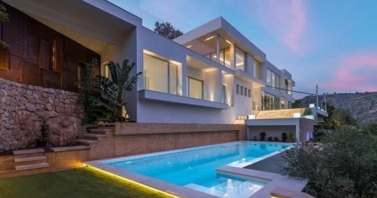 Moderne Villen Mallorca - wohnzimmer esszimmer