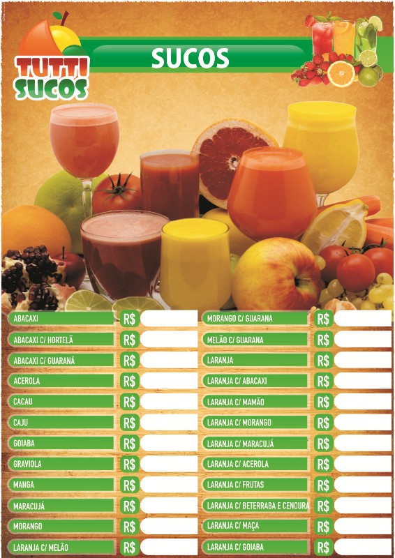 Lanchonete Tutti Sucos: CARDAPIO