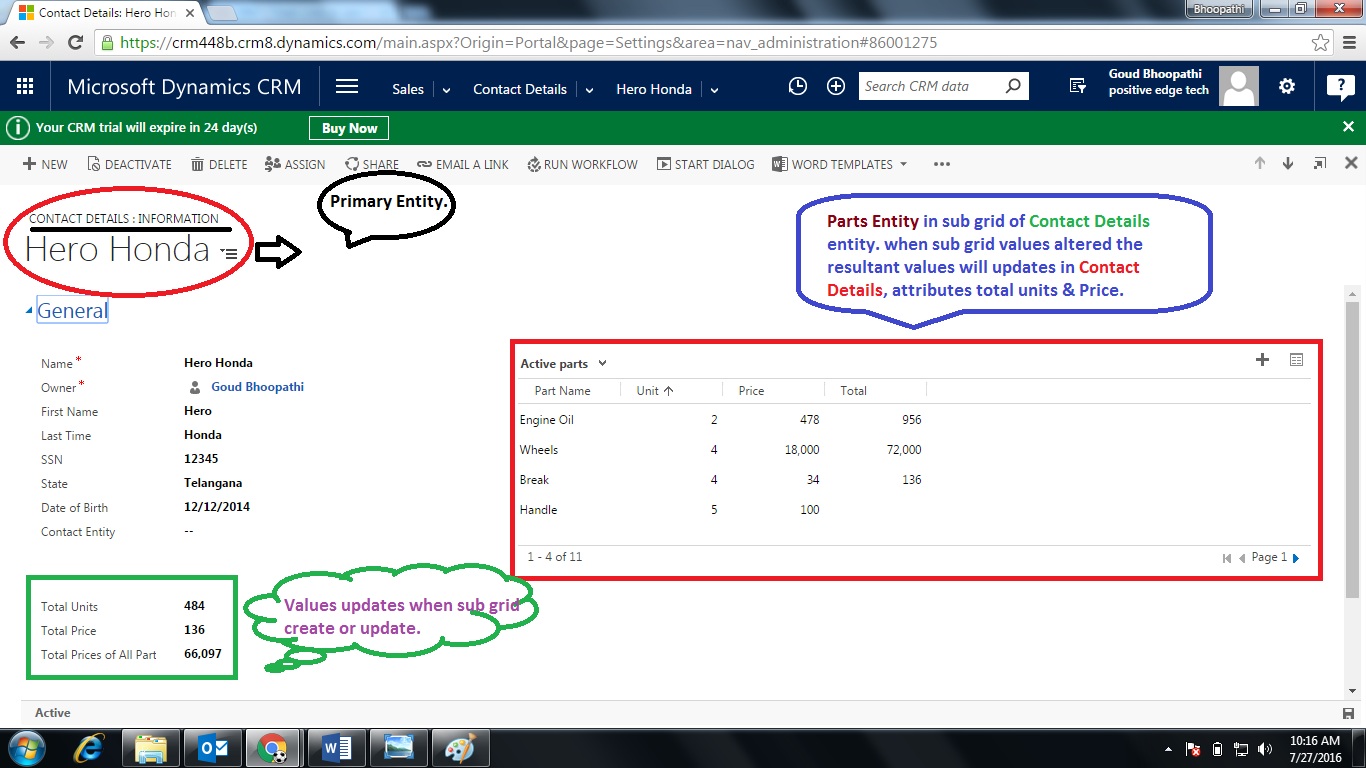 Bhoopathi Goud K: Update Parent Entity Records - using Plugins in MS CRM